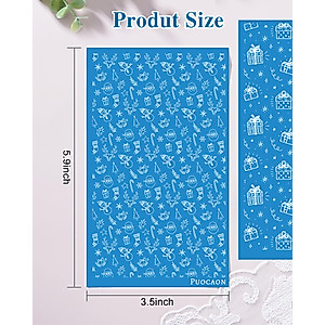 Puocaon Christmas Clay Silk Screen - 8 Pcs Sweater Silk Screen Stencils for Polymer Clay Jewelry, Deer Snowflake Holly Wreath Polymer Clay Silk Screen Stencils, Christmas Gift Reusable Screen Stencils