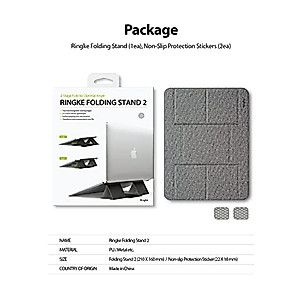 Ringke Folding Stand 2, Portable & Foldable Design Lightweight Anti-Slide Open Space Cooling Two Elevation Adjustments Invisible Laptop Stand for MacBooks, Tablets, Laptops and Notebooks - Gray