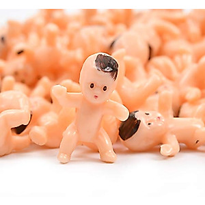 Lamoutor 200 Pieces Mini Plastic Babies Mixed Race For Baby Shower Party Favor Supplies Ice Cube Game Party Decorations 1 Inch (Dark Brown, Latin, Pink, Green)