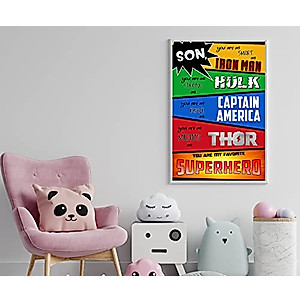 Son, You Are My Favorite Superhero - Artistic Typography Poster, Motivational Inspirational Quote Wall Art Print Great Decor for Kids Childs Bedroom Nursery Decor 16x24 Inch (Unframed)