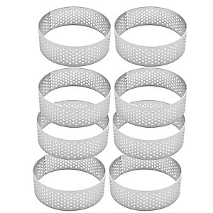 Laiaouay 8 Piece Tart Rings 2.36 inch Stainless Steel Perforated Tart Rings for Baking Pastry Ring Mold Cake Dessert Mousse French Tart Ring, Silver