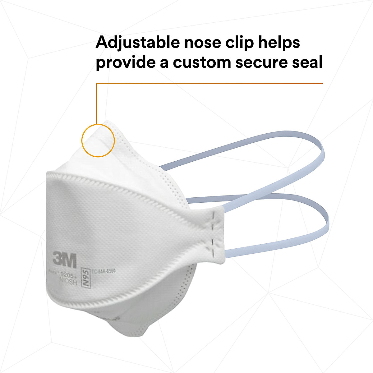 3M Aura Particulate Respirator 9205+, N95, Pack of 440 Disposable Respirators, Individually Wrapped, 3 Panel Flat Fold Design Allows for Facial Movements, Comfortable, NIOSH Approved