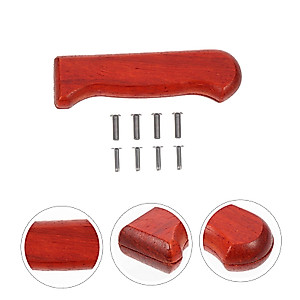 SEWACC Kitchen Knife Handle Replacement Wooden Grip No Hole Design Comfortable Sturdy Red Pear Wood Easy to Use