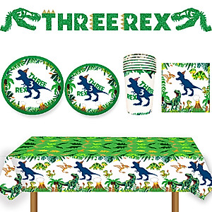 BIGKEOKI 3pcs Dinosaur Party Tablecloth Dinosaur Birthday Table Cover T-Rex Dinosaur Party Supplies Decorations Dino 1st 2nd 3rd 10th Birthday Table Cloth for Boys-86.6 * 51.2in