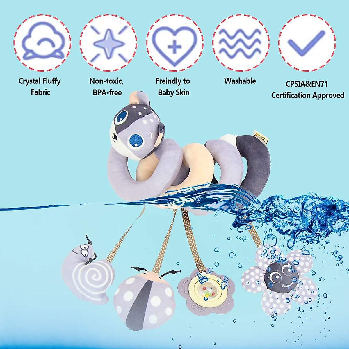 AIPINQI Spiral Activity Toy, Baby car seat Toys,Bed Stroller Toy Comfortable Spiral car seat Toy for Infants Colorful Hanging Toys for Car Seat