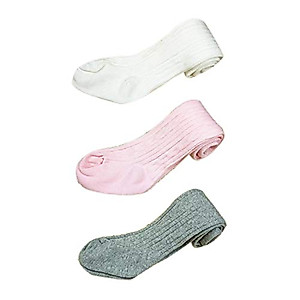 Kaariss 3 Pairs Infant Baby Toddler Girls Tights Toddler Knit Cotton Leggings