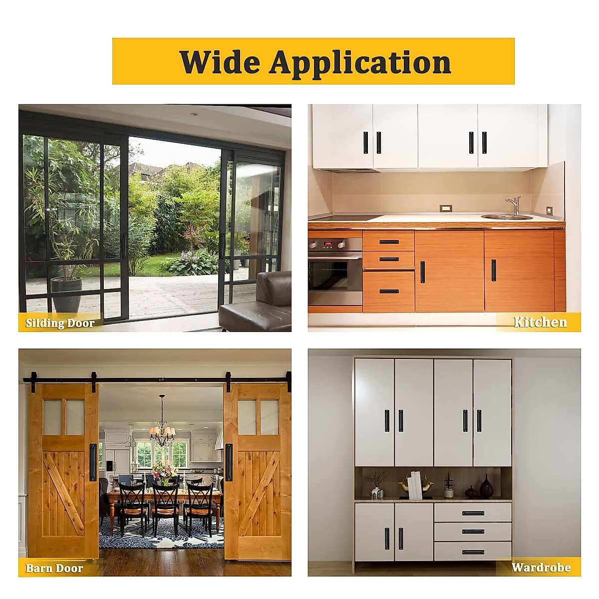 Cionyce 2 Pack Barn Door Pulls 5 inch Garage Handles Long Base Handle Pull for Shed, Gate with Mounting Screws(128mm,2 Pack)