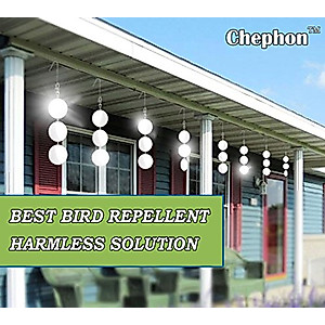 Chephon Upgraded Bird Scare Discs Set - Large 24 Discs- Highly Reflective Double-Sided Bird Reflectors, Better Bird Scare Devices to Keep All Birds Away Like Woodpecker and Pigeon