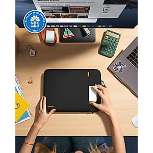 Tomtoc 360 Protective Laptop Sleeve for 11.6-inch Convertible Chromebook, Water-Resistant Shockproof Case with Accessory Pouch, Black