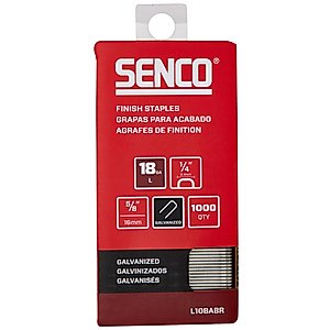 SENCO L10BABR 5/8" 18 Gauge 1/4" Crown Finish Staples, Galvanized Finish 1,000 Count Pack