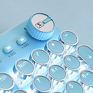 Gaming Keyboard and Mouse,Retro Steampunk Vintage Typewriter-Style Mechanical Keyboard with White LED Backlit,104-Key Anti-Ghosting Blue Switch Wired USB Metal Panel Round Keycaps(Blue)