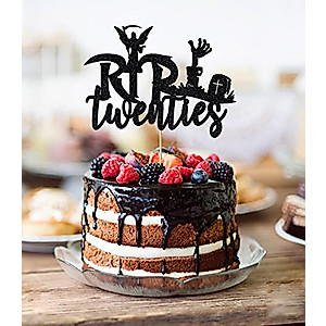 Crseniny Black Glitter Rip Twenties Cake Topper, Happy 30th Birthday, 30 Fun 30th Birthday Cake Topper for My 20th RIP Young Men and Women Dirty 30 Pieces,30th Birthday Party Cake Decoration Supplies