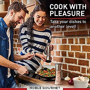 Salt & Pepper Grinder Set of 2 - Refillable Mills & Shakers - For Pink Himalayan & Sea Salt, Black Peppercorn, Spices - Stainless Steel, Large Glass - Adjustable Ceramic Coarse - Premium Gift Box Pack