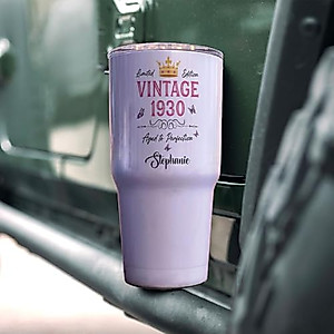 Vintage 1930 Bday Gift For Female, Perfection Aged Cheers To 95 Years, 95th Bday Edition Limited Vacuum Insulated Stainless Steel Tumbler 30oz Customizable Name