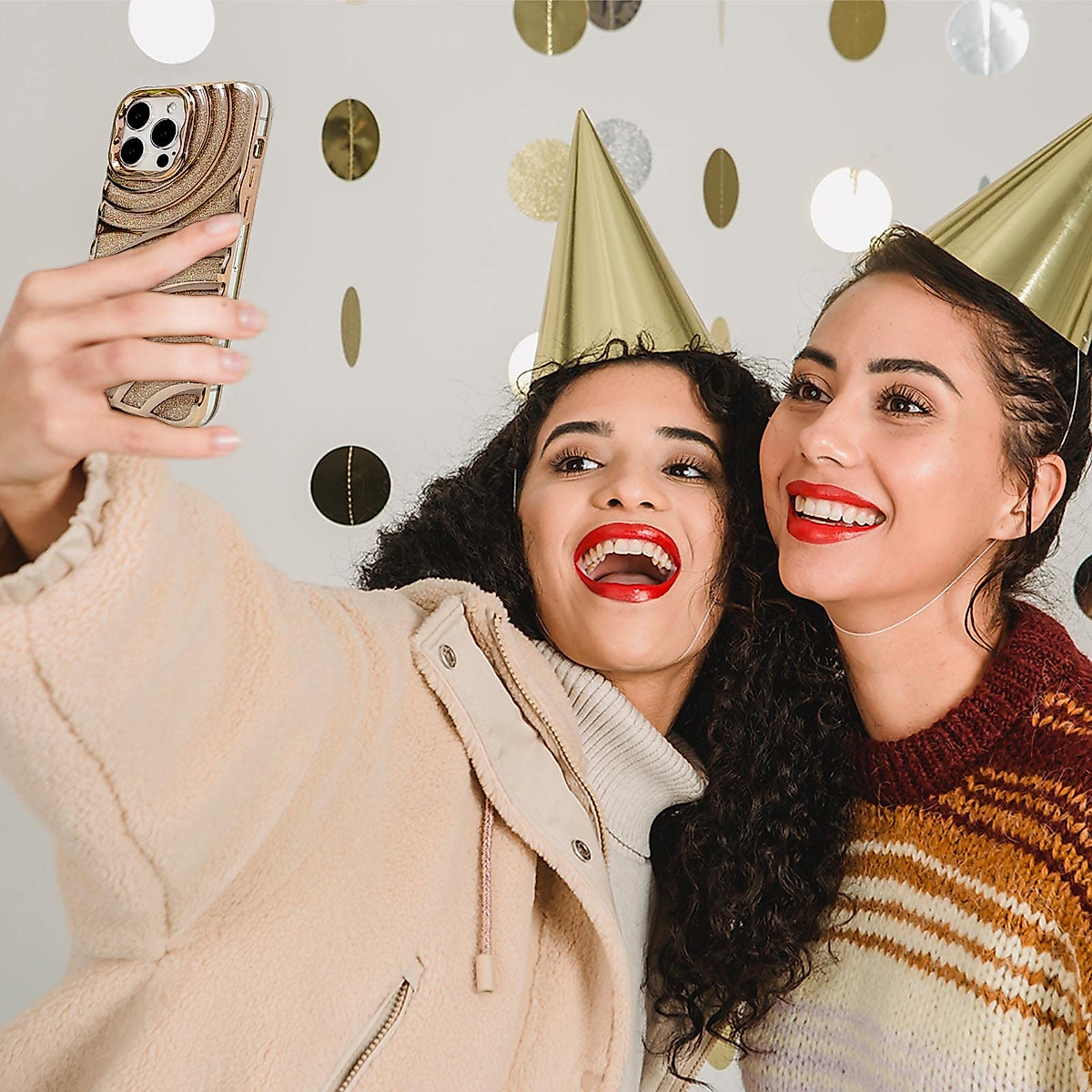 MGQILING Compatible with iPhone 13 Pro Max Case 6.7 Inch, Cute 3D Design Planting Water Ripple Case, Bling Sparkle Case for Women Girls, Soft Silicone Shockproof Camera Protective Back Cover-Gold