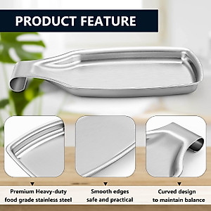 Stainless Steel Spoon Rest for Kitchen Stove Top, Herogo Large Cooking Utensil Spatula Ladle Holder with Square Bottom, Kitchen Accessories for Kitchen Countertop, Heavy Duty, Dishwasher Safe