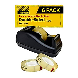 Scotch Double Sided Tape with Deluxe Desktop Tape Dispenser, 1/2 in x 900 in, 1 Dispenser and 6 Refill Rolls/Pack (665-6PKC40)