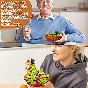 Didaey 12 Pieces Wooden Salad Bowl Set Salad Bowls for Lunch Woven Wooden Bowls for Snack Wooden Woven Salad Bowl Stackable Round Wood Serving Bowl for Kitchen and Salad Fruit Vegetable Snack, 6 Inch