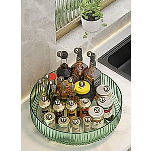 Rotatable Modern Round Tray,360°Rotating Spice Storage Rack,11" Lazy Susan Turntable Organizer,Cosmetic Makeup Vanity Tray for Storage Jewelry,Perfume&Kitchen Condiment,Suit for Home Decorative
