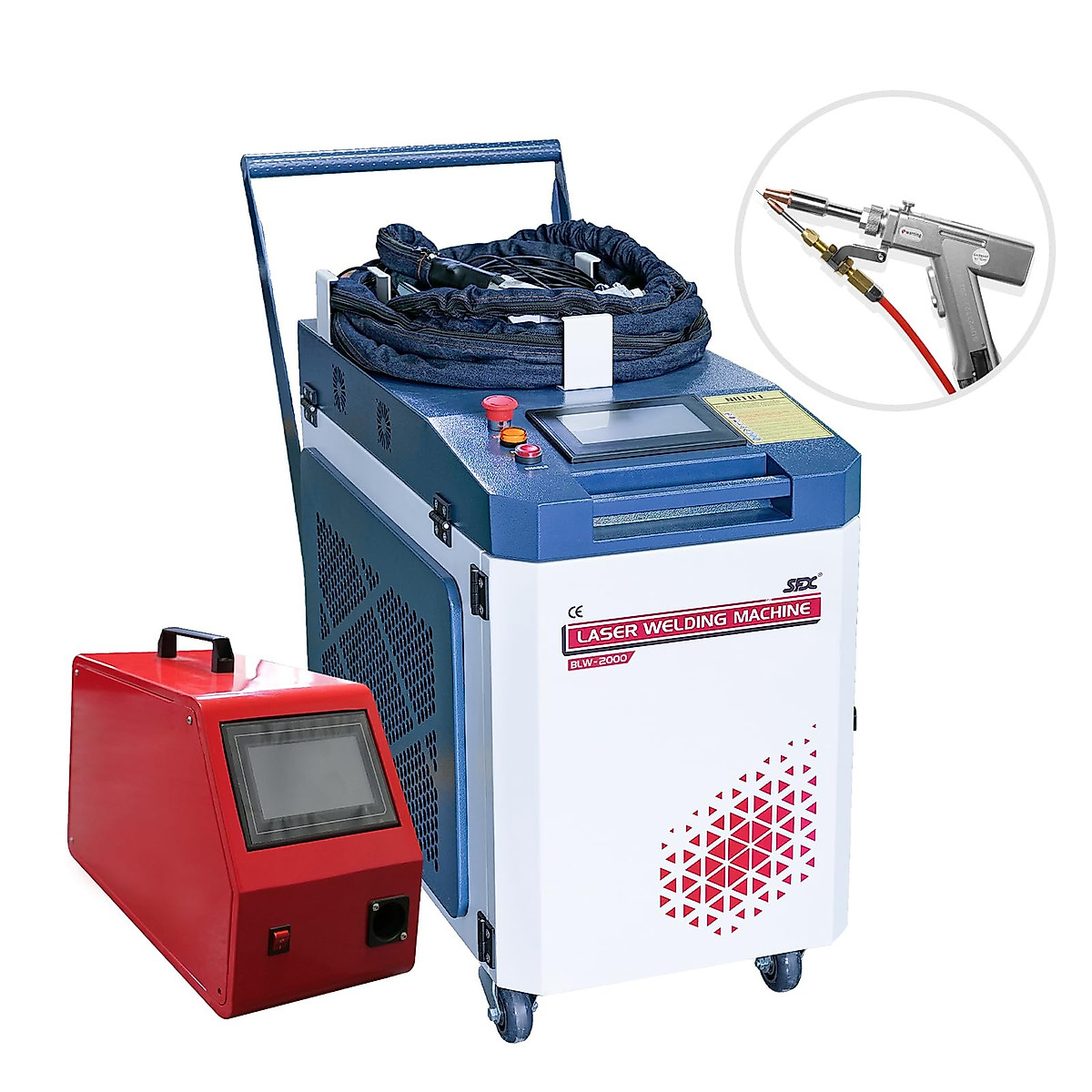 2 in1 Laser Welder Machine for Metal 2000W Mobile Laser Welding Machine Max Auto Wire Feeder 10m Fiber Cable Laser Welder Machine for Metal Stainless Steel Iron Aluminum Copper