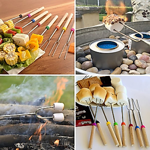 Ajmyonsp Marshmallow Roasting Sticks Smores Stick for Fire Pit - Hot Dog Campfire Skewers Mashmellow Camping 32 Inch Long Extendable Forks 5 Pack