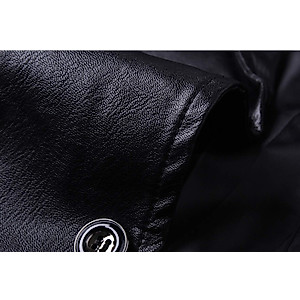 chouyatou Men's Stylish 2 Button Faux Leather Suit Blazer Jacket Sport Coat (Large, Black)