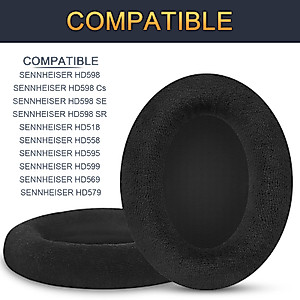 Gvoears HD598 Ear Pads Cushions for Sennheiser HD598 HD598 Cs HD598SE HD 598 SR HD518 HD558 HD595 HD599 HD569 HD579 HD560s Headphones Earpads,Headset Ear Cushions Earmuffs Comfort Black Dense Velvet