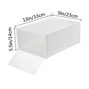 Micozy 12Pcs Foldable Shoe Box Storage Plastic Transparent Case Stackable Organizer 12.99x9.45x5.12 inch