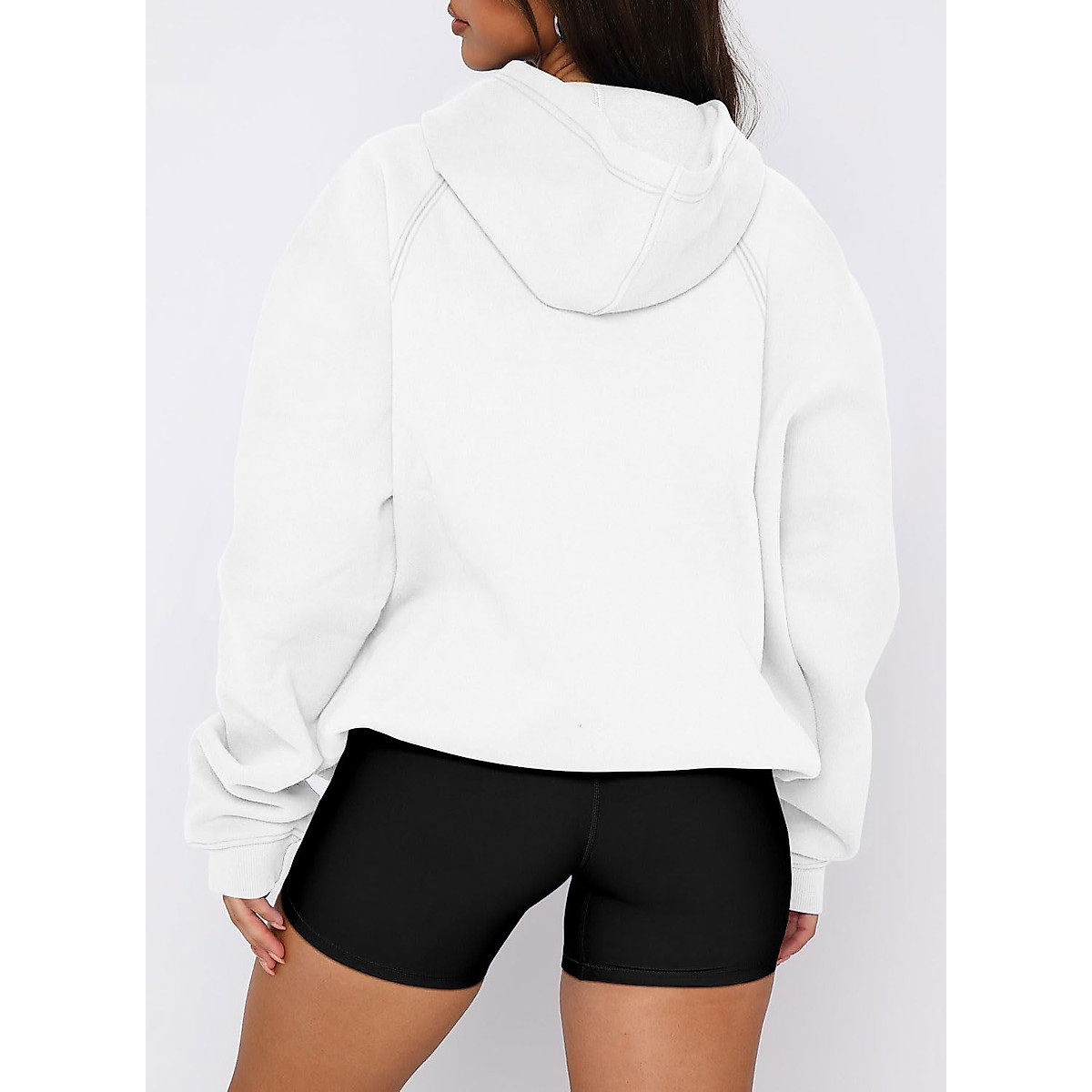 onlypuff Womens Hooded Sweatshirt White Long Sleeve Hoodies Casual Basic Workout Tops S