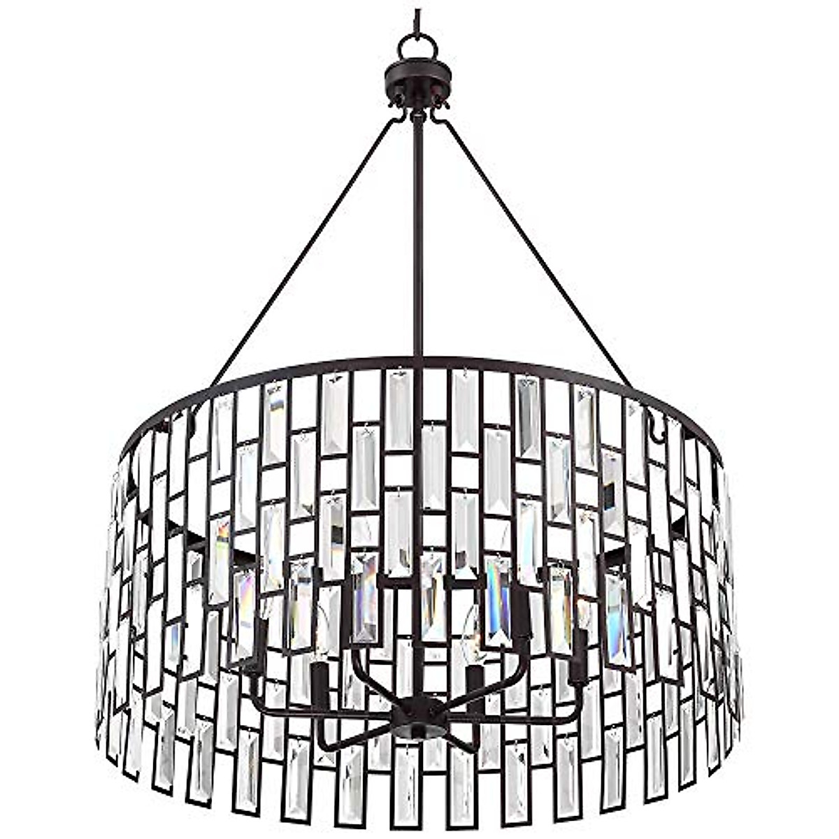 Regency Hill Aurelia Bronze Pendant Chandelier Lighting 26 3/4" Wide Modern Drum Clear Glass Shade 6-Light Fixture for Dining Room Living House Home Foyer Kitchen Island Entryway Bedroom