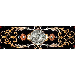 Pietra Dura Natural Black Marble 48" x 24" Inch Rectangular Dining Table Top, Stone Inlay Breakfast Table Top, Centre Table Top, Marble Outdoor Garden Table Top, Piece Of Conversation, Family HeirLoom