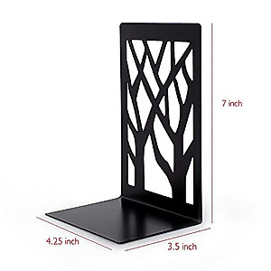 Metal Bookends-Heavy Book Ends for Shelves,Book Shelf Holder Home Decorative,Black Bookend Supports (2)