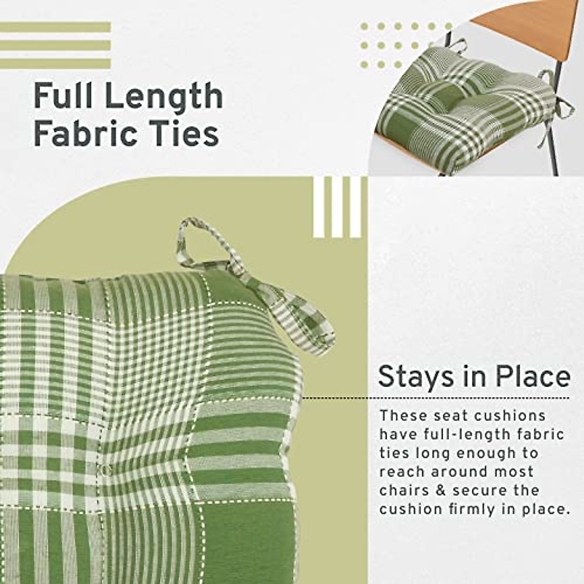 Arlee Exeter Set of 2 Chair Pad, Olive 2 Count