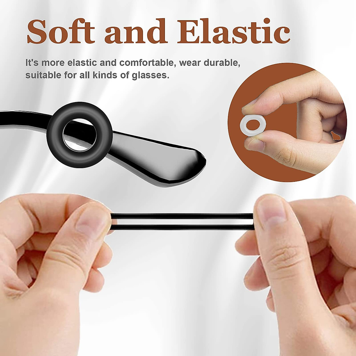 SMARTTOP 14 pairs Eyeglass Ear Grips Sleeve Holder-Eyeglasses Ear Hooks-Comfort Anti-Slip glasses ear grip-For Kids and Adults Sunglasses, Reading Glasses,Sport Eyewear(Black&Clear)