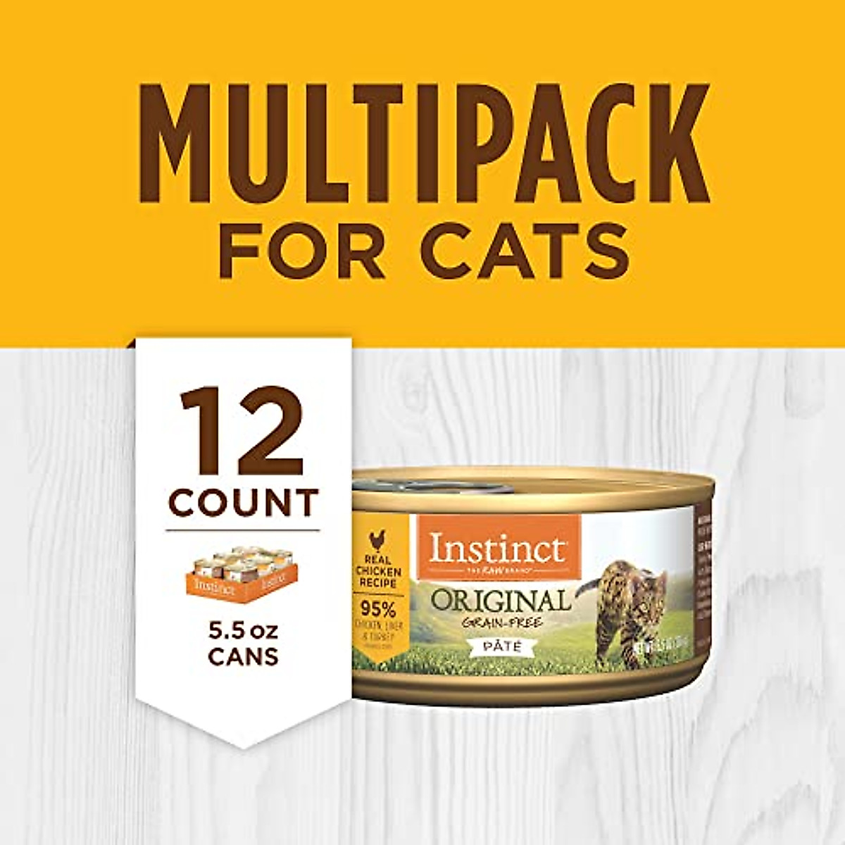 Instinct Original Grain Free Real Chicken Recipe Natural Wet Canned Cat Food, 5.5 Ounce (Pack of 12)