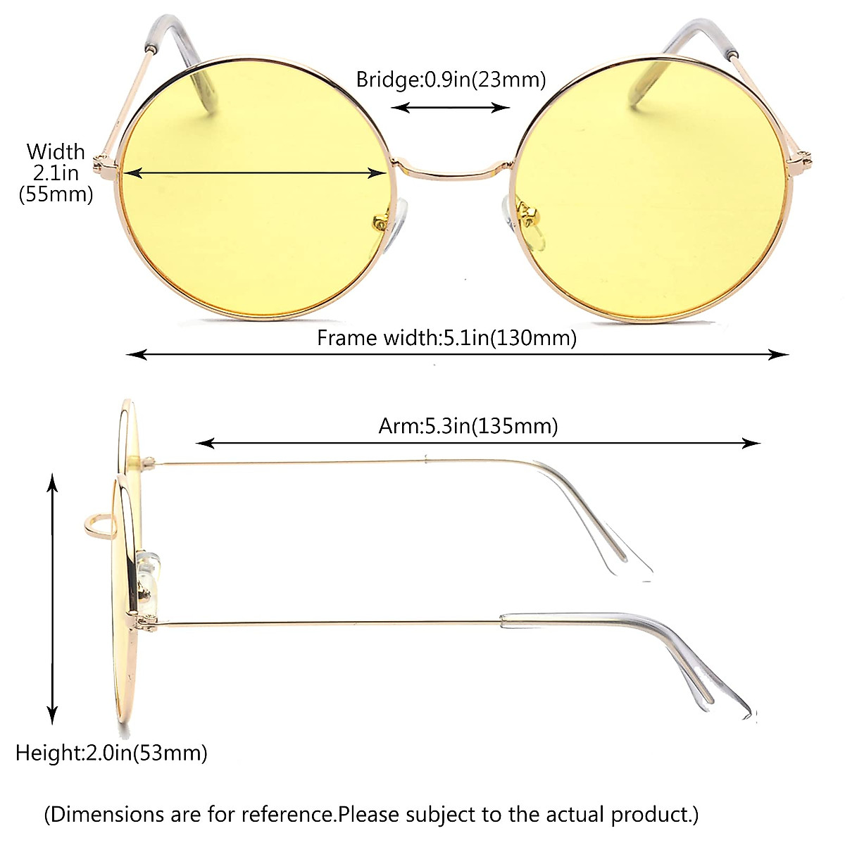 ALWAYSUV Round Small Flat Sunglasses Circle Metal Vintage 70's Hippie Glasses (Green)