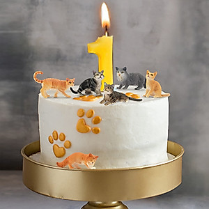 Toymany 8PCS Grey & Orange Cat Figurines Set, Realistic Cat Figures Kitten Toys, Cat Cake Toppers Christmas Birthday Gift for Kids Children