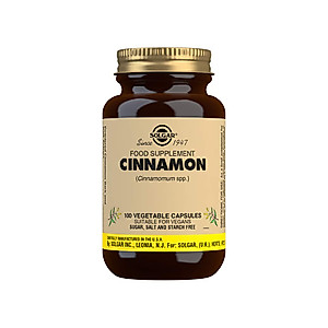 Solgar Cinnamon, 100 Vegetable Capsules - Full Potency (FP) - Supports Sugar Metabolism - Overall Wellness - Non-GMO, Vegan, Gluten Free, Dairy Free, Kosher - 100 Servings