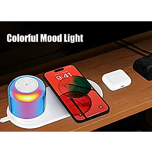 15W Wireless Phone and AirPod Charger, Touch Dimming Multicolor Night Light, Portable Bluetooth Speaker