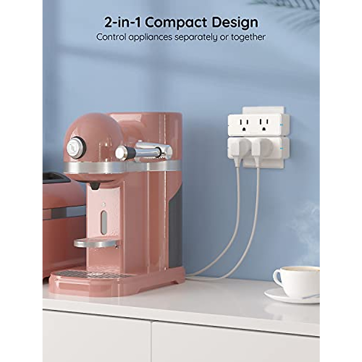 Govee Dual Smart Plug 4 Pack, 15A WiFi Bluetooth Outlet, Work with Alexa and Google Assistant, 2-in-1 Compact Design, Govee Home App Control Remotely with No Hub Required, Timer, FCC and ETL Certified