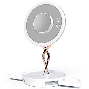 LIMEI-ZEN Lighted Makeup Mirror, 22 LED Cosmetic Mirror Touch Screen Dimming 45° Rotation with Stand Charging Vanity Mirror USB Charging with Lithium Battery Mirrors