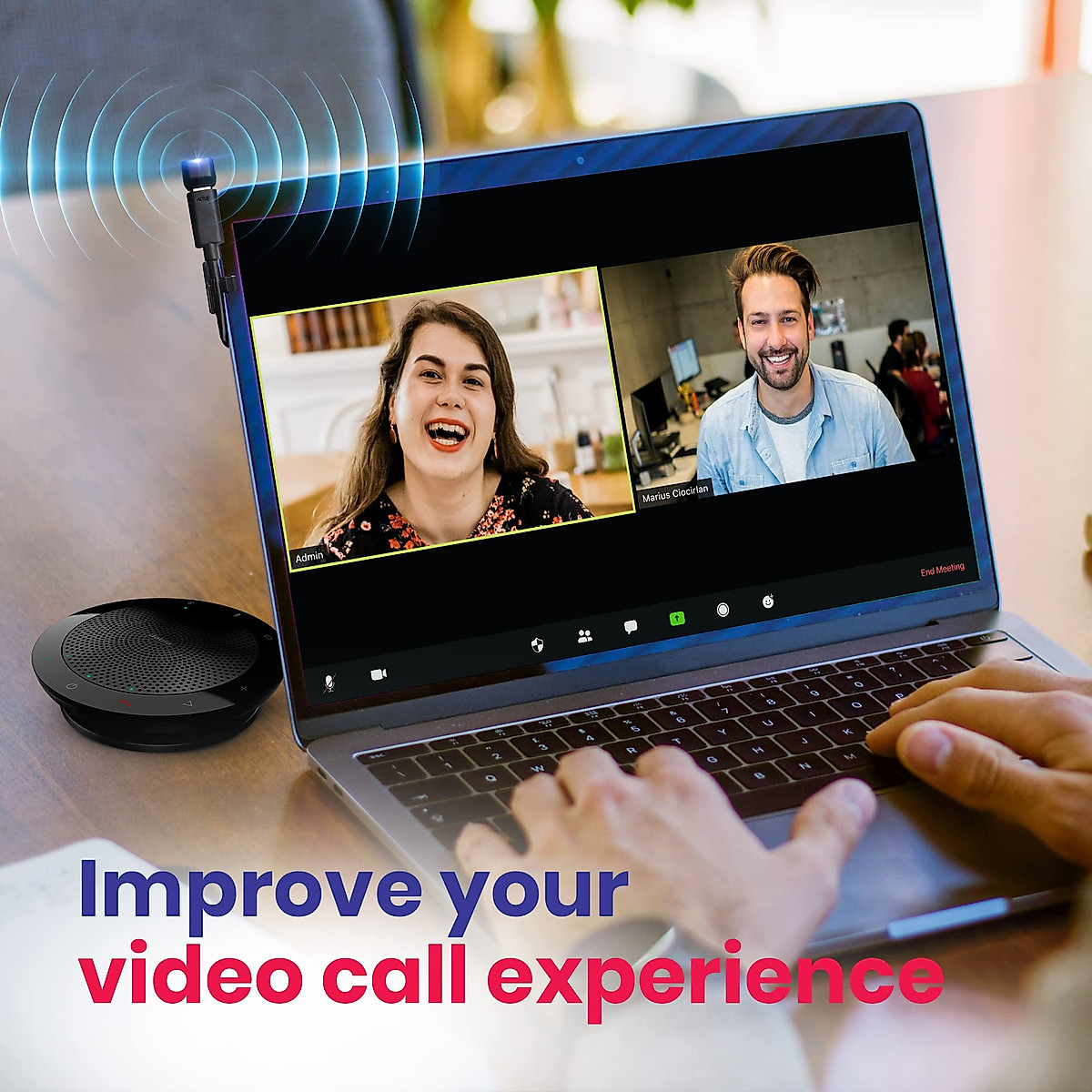 GTW Blue Beacon Bluetooth Extender Bluetooth Headphones Headset Speakers Keyboard Mouse for Logitech EPOS Plantronics Poly Jabra USB-A BT Dongle Works with Computer Desktop Wireless Transfer Laptop