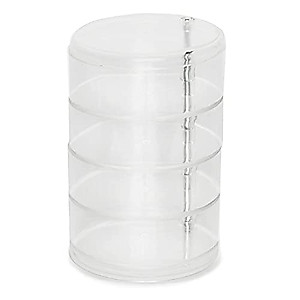4-Tier Clear Plastic Jewelry Storage Box, Stackable Hair Accessories Organizer for Girl's Hair Ties, Clips, Bows (4.5 x 6.9 In)