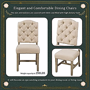 P PURLOVE 5pc Dining Table Set, Functional Furniture Retro Style Dining Table Set with Extendable Table and 4 Upholstered Chairs for Dining Room and Living Room(Natural Wood Wash)