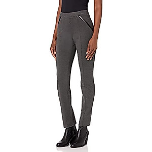 Rafaella Missy Slim Ponte Dress Pants For Women, Pull-On Waistband, 30.5” Inseam, Stretch, Comfort Fit, Flat Front (Sizes 4-16), Charcoal Heather, 16