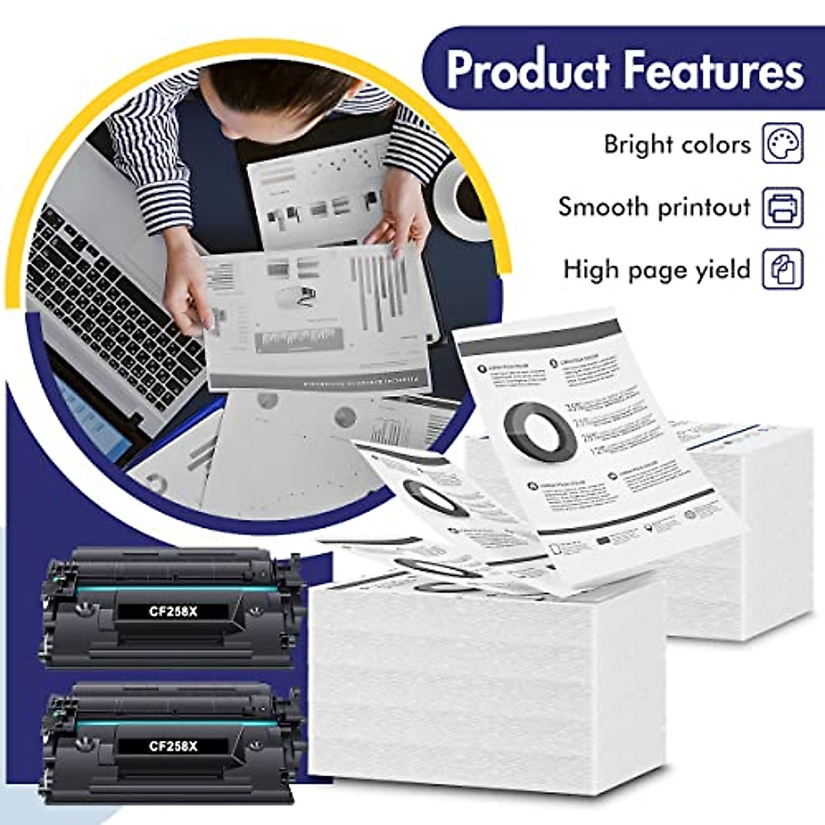 INFITONER 58X CF258X Toner Cartridge: 2 Pack (with Chip, High Yield) Replacement for HP CF258X 58X 58A CF258A MFP M428fdw M428fdn M428dw M404 M428 Pro M404n M404dn M404dw Printer (Black)