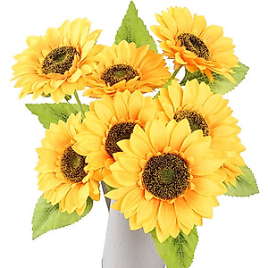 AmyHomie Artificial Flowers, Artificial Sunflower Bouquets, Fake Flowers for Baby Shower Home Decoration Wedding Decor, Bride Holding Flowers,DIY Garden Craft Art Decor