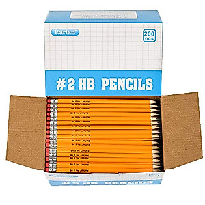 Rarlan Wood-Cased #2 HB Pencils, Pre-sharpened, 200 Count Bulk Pack