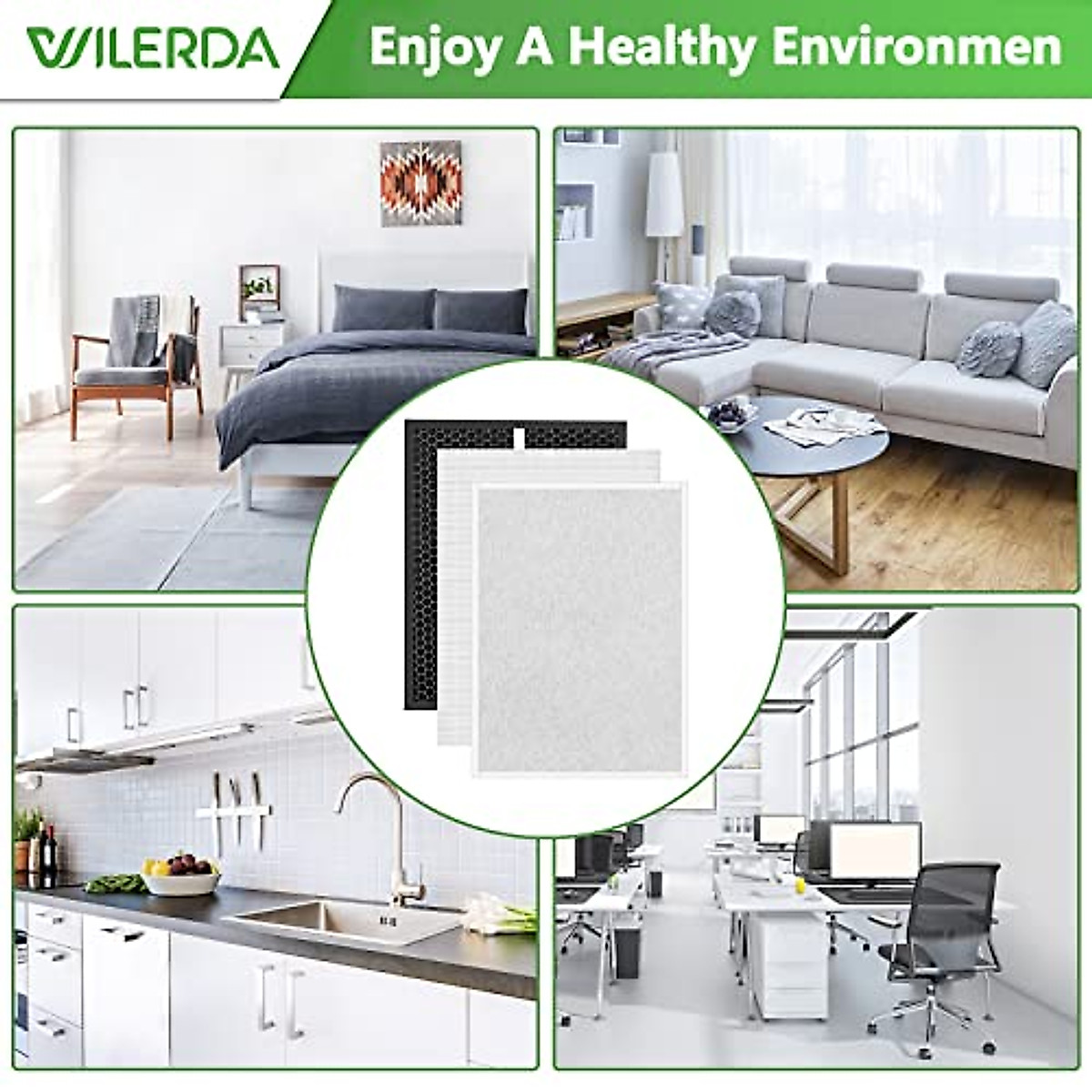 HR900 Replacement Filter Kit Compatible with Winix HR900, 3-in-1 H13 True HEPA Filter & Carbon Filter & Pre-filter, Replaces Part # 1712-0093-00 / Filter T and 1712-0094-00 / Filter U(1+1+6 Pack)