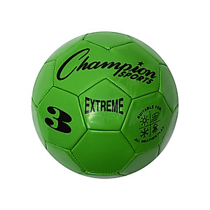 Champion Sports Extreme Series Soccer Ball, Size 3 - Youth League, All Weather, Soft Touch, Maximum Air Retention - Kick Balls for Kids Under 8 - Competitive and Recreational Futbol Games, Green